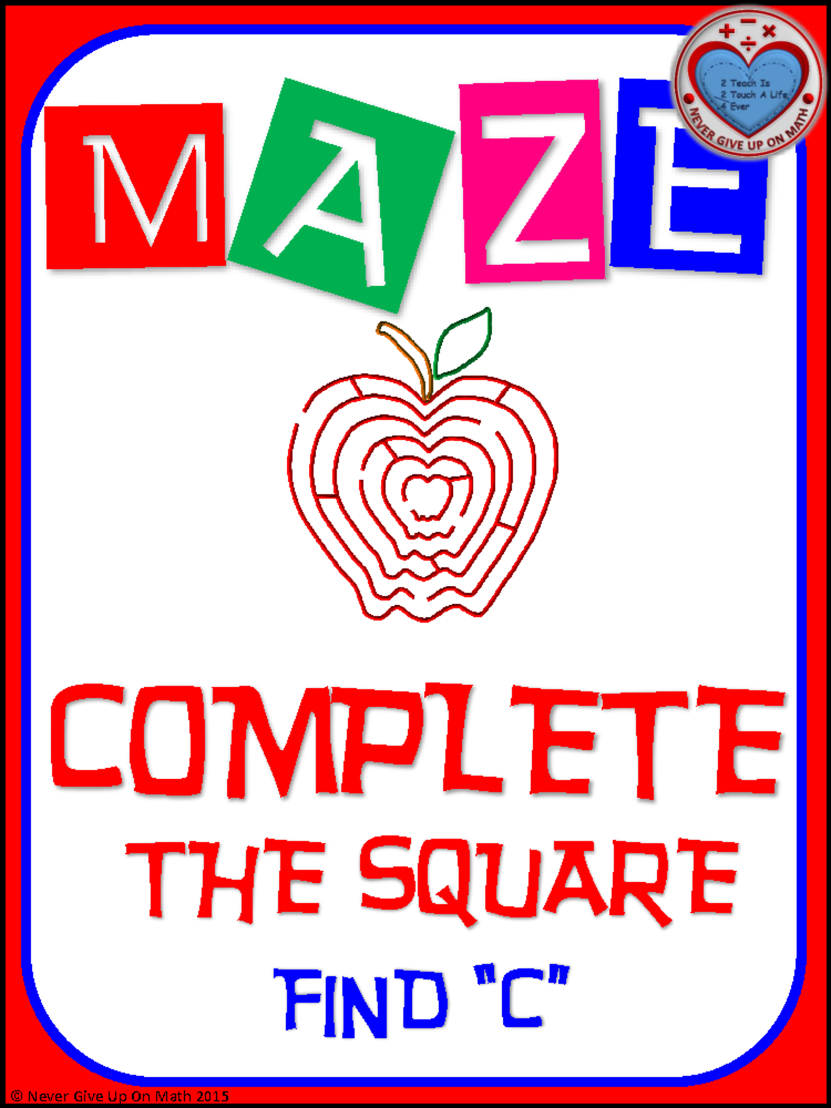 Freebiemaze Quadratic Functions Completethe Square Missingc-1 - Z ...