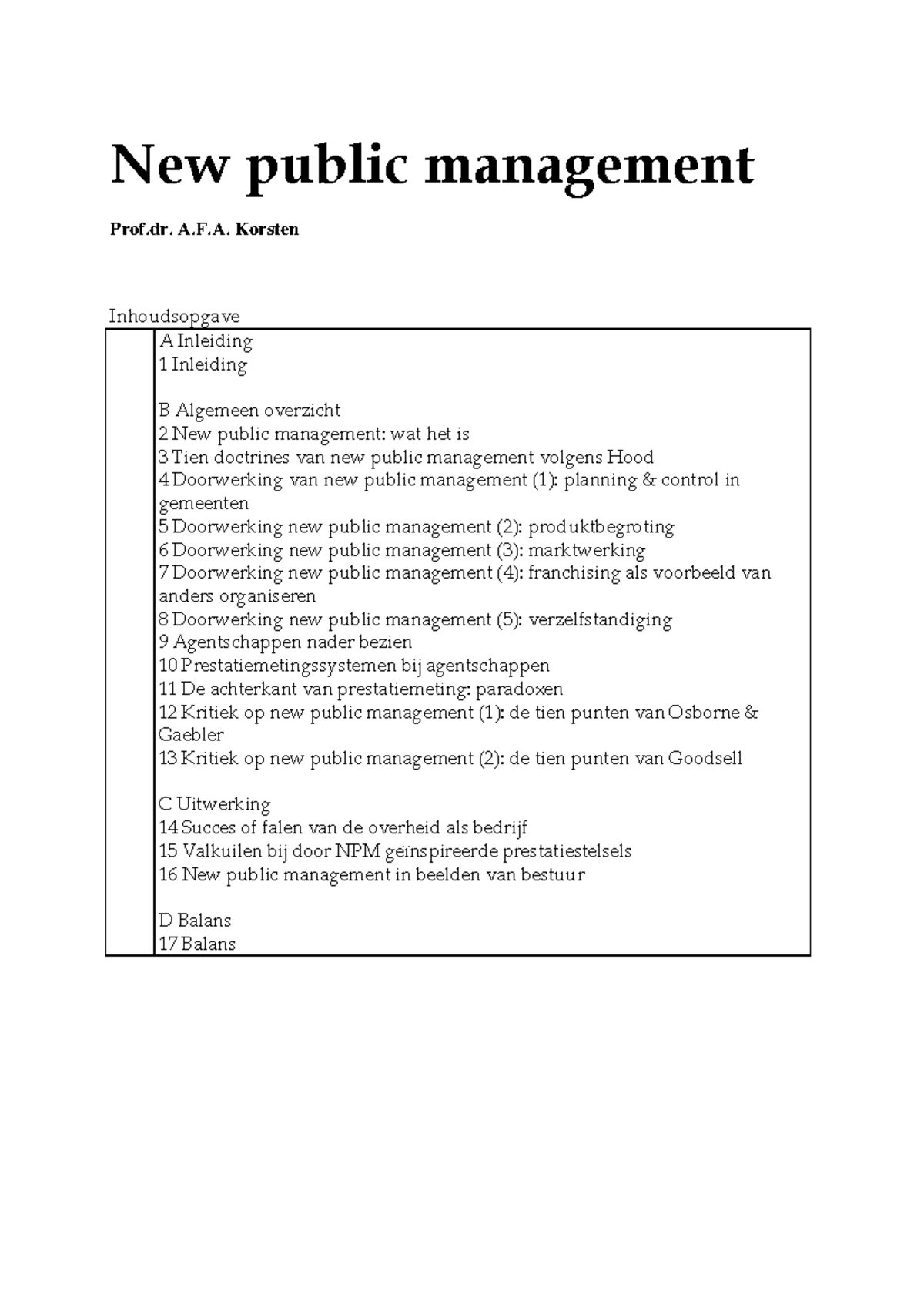 Nieuw overheidsmanagement Prof. dr. A.F.A Korsten - Public sector ...