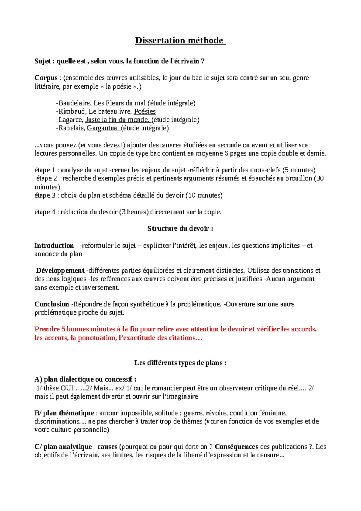 Dissertation méthode - Dissertation méthode Sujet : quelle est , selon ...