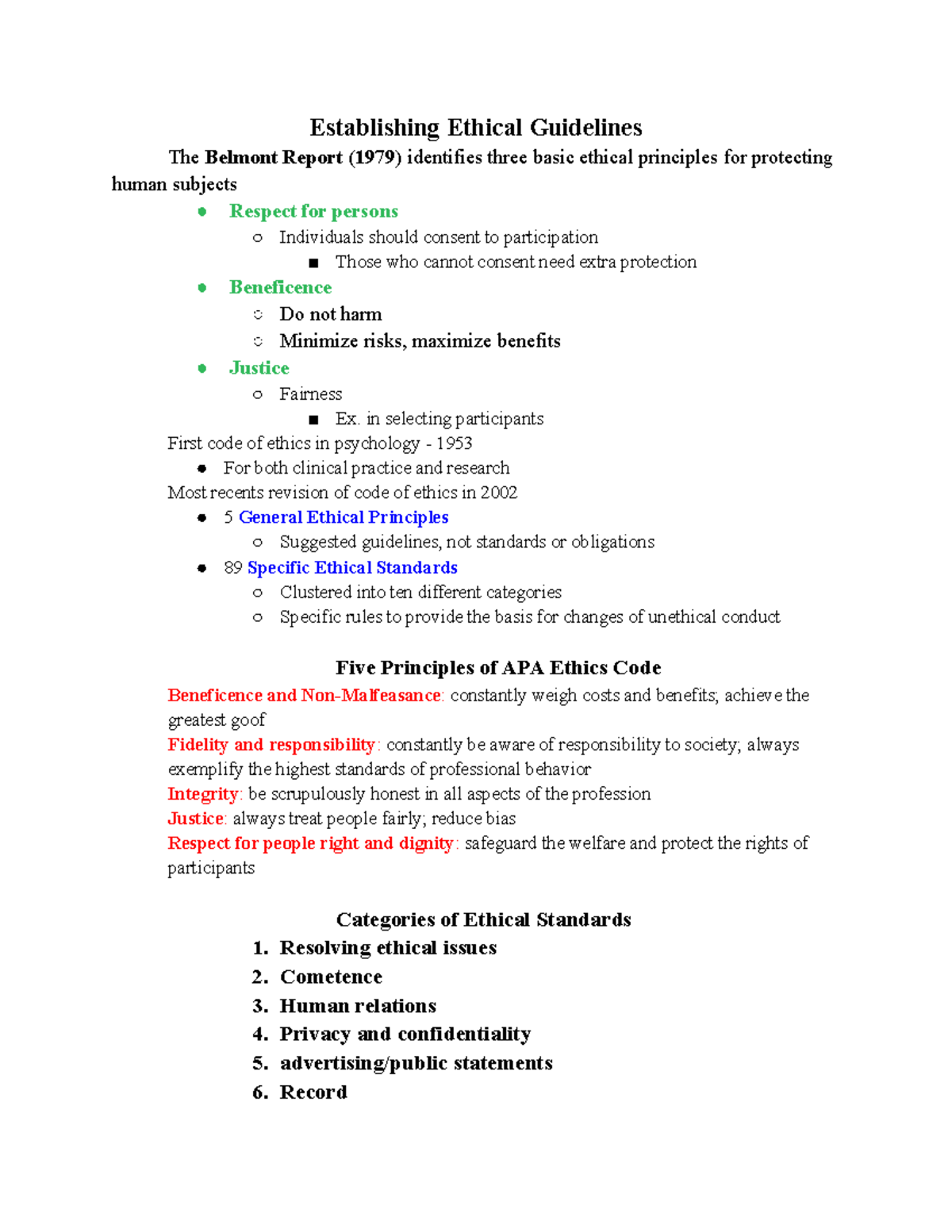 PSY450 Ethicsc CH 4 - lecture notes on the ethical guidelines of an ...