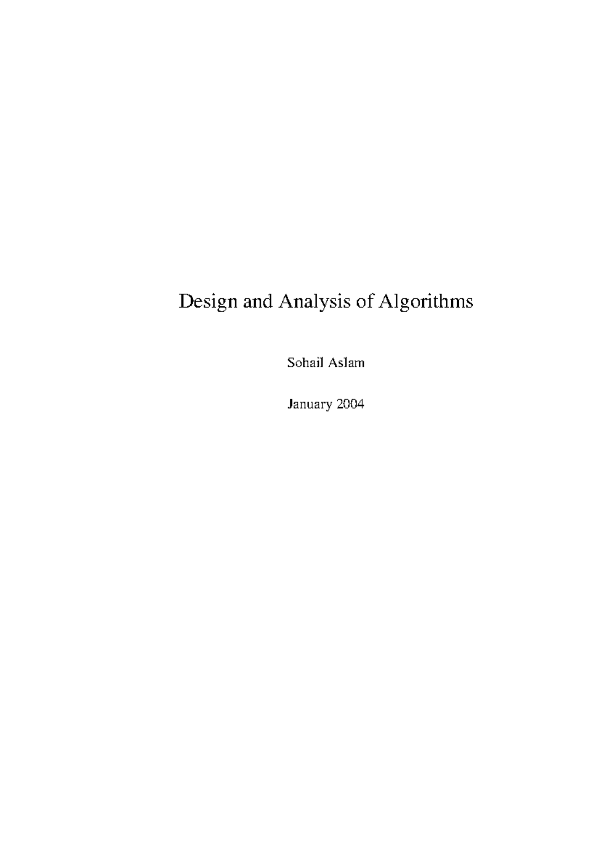 Cs502 Highlight Handout By Vuanswer Design And Analysis Of Algorithms Sohail Aslam January 