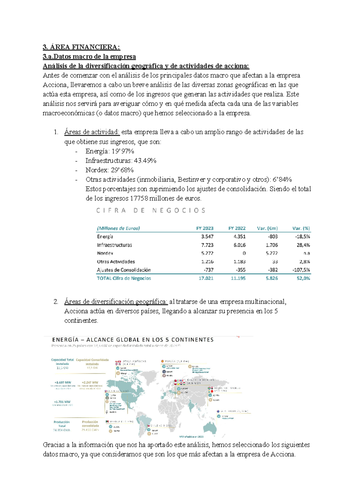Datos macro - 3. ÁREA FINANCIERA: 3.a macro de la empresa Análisis de ...