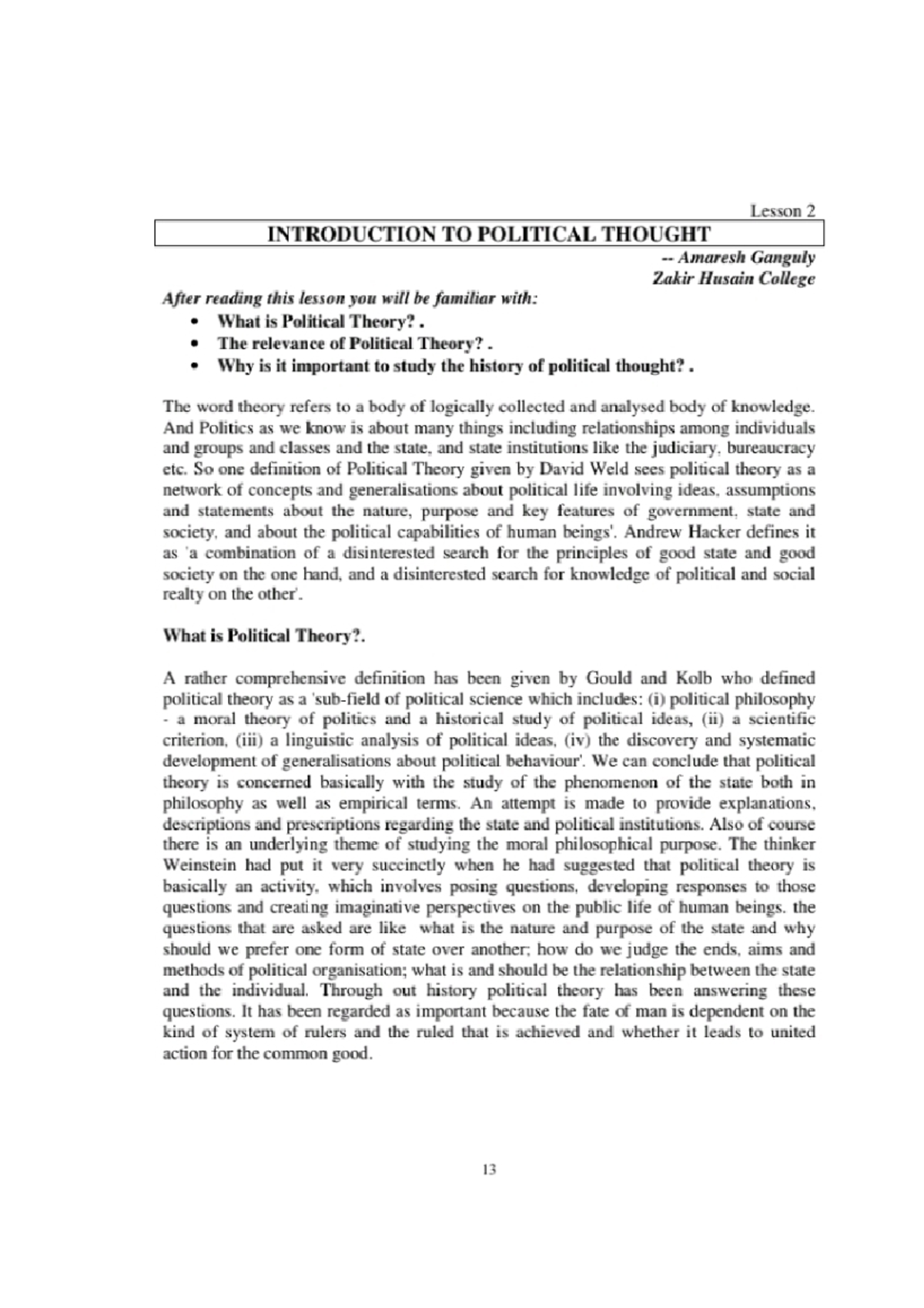 Introduction to political thoughts - B.A Economics - Studocu