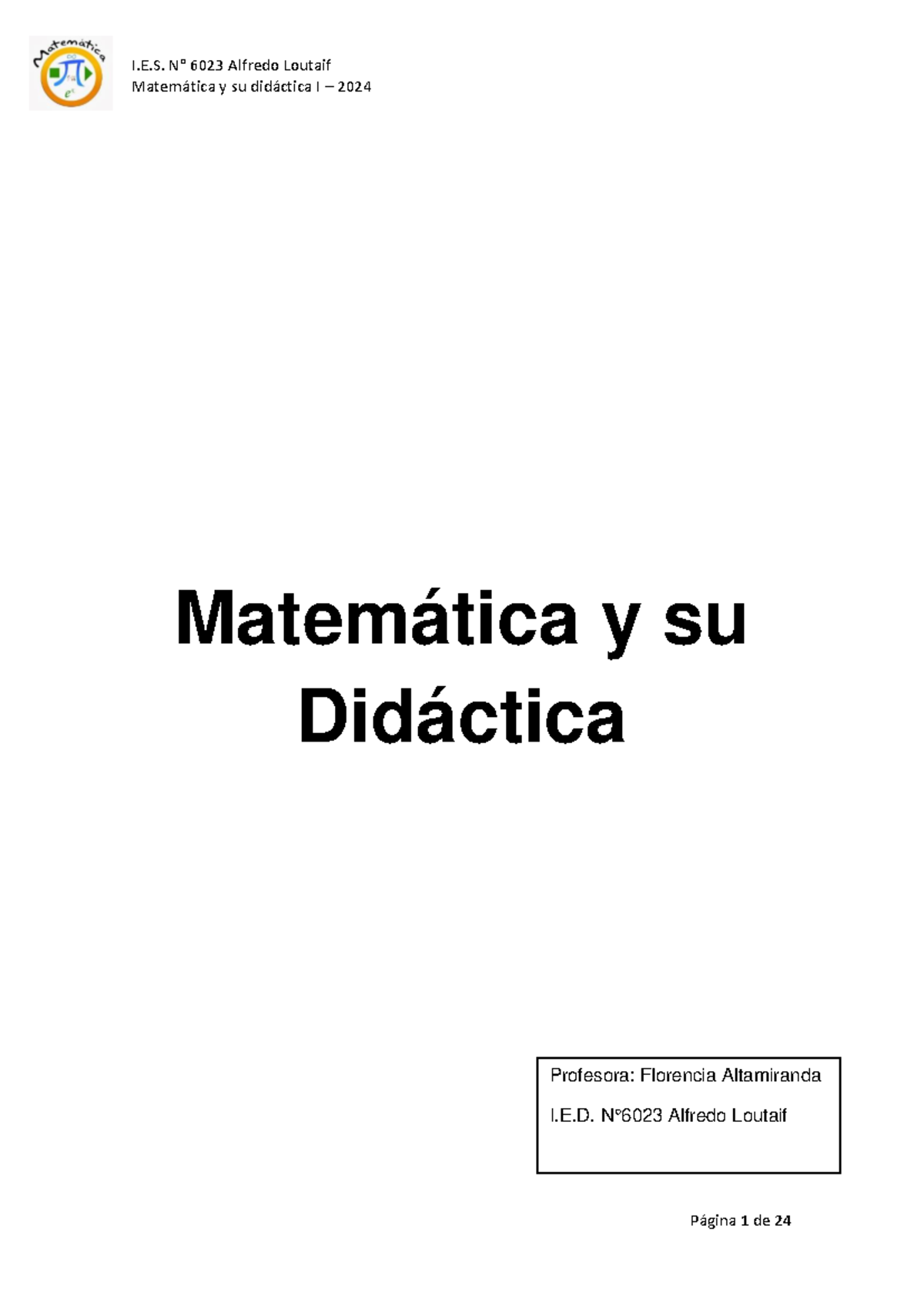 Cartilla te-rica-Matem-tica y su did-ctica - Matemática y su didáctica I – 2024 Matemática y su ...