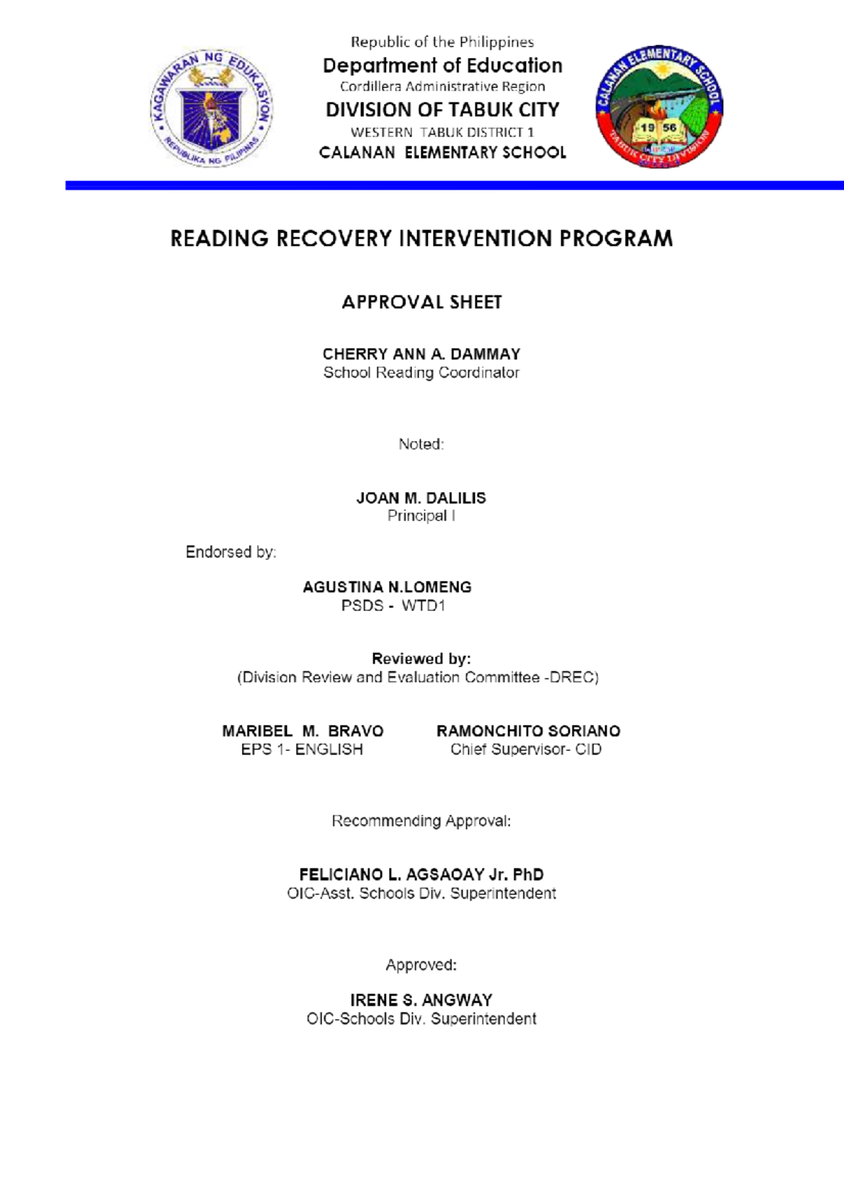 Calanan -Reading-Program Proposal - Teaching English as a second ...