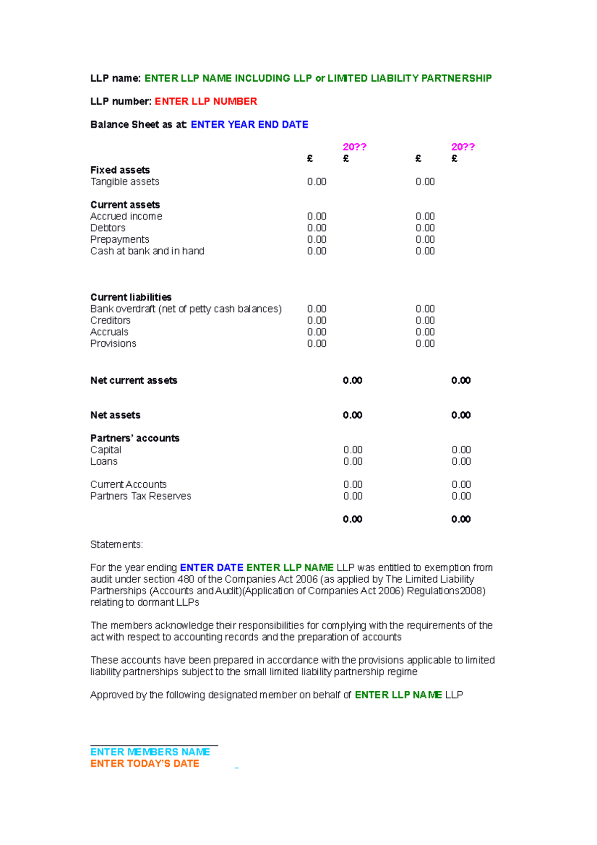 LLP-dormant-accounts - LLP name: ENTER LLP NAME INCLUDING LLP or ...