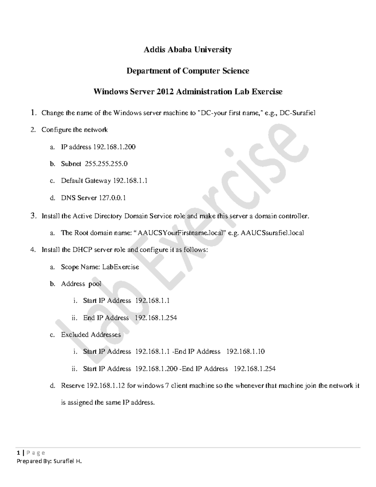 Lab Exercise Summary Computersecurity Addis Ababa University Department Of Computer Science