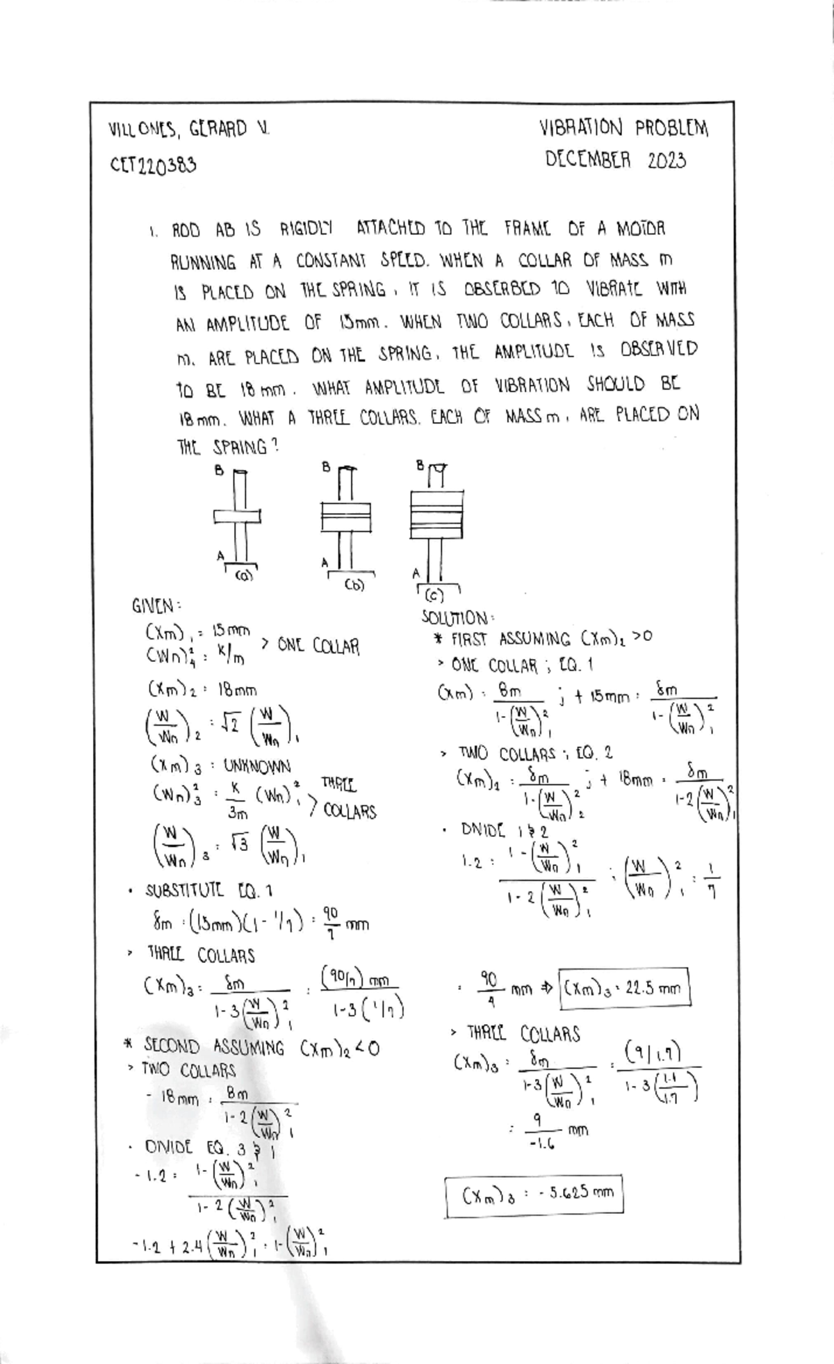 Vibration Problems - Mechanical Engineering - Studocu