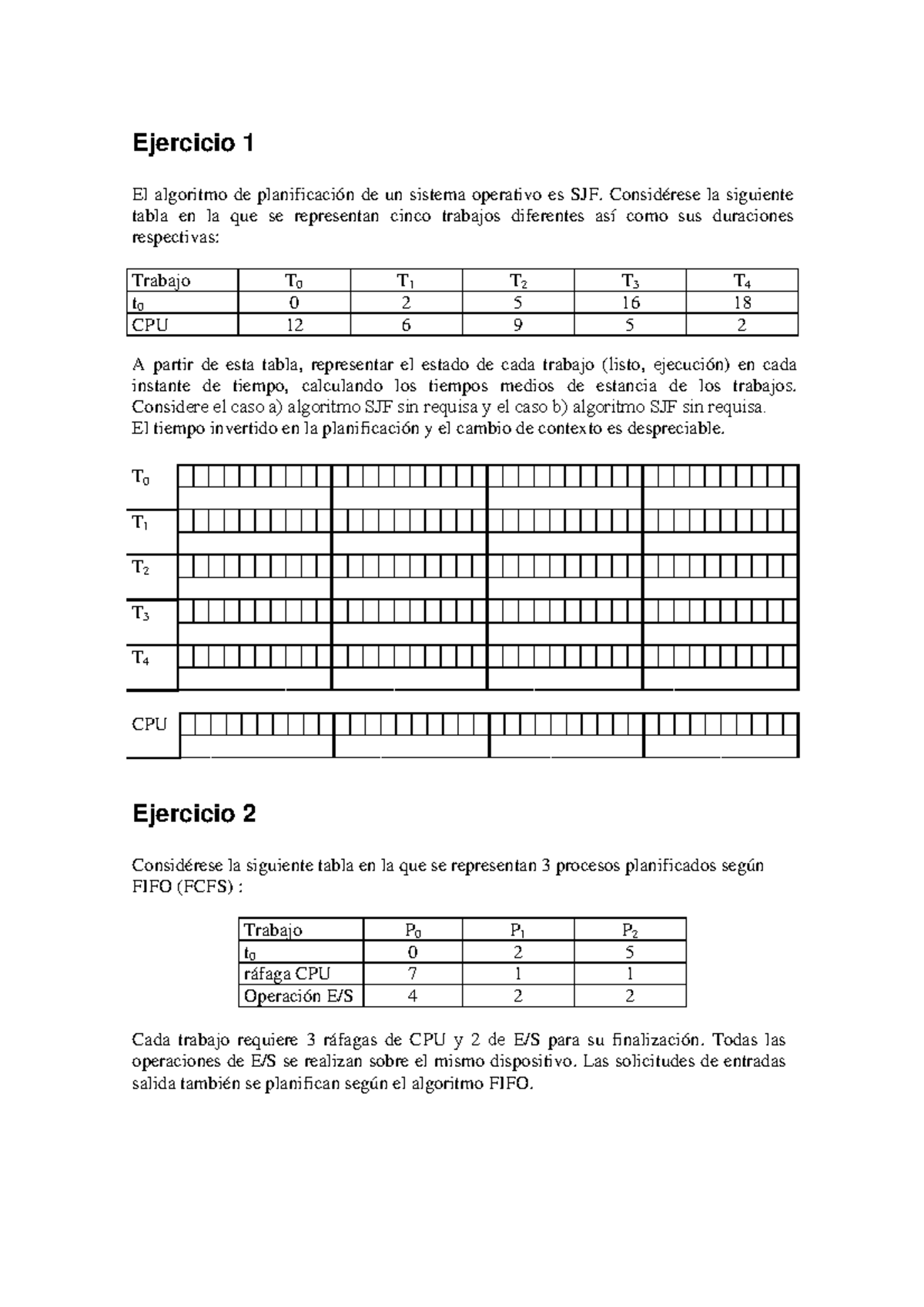 Ejercicios Planificacion - Ejercicio 1 El algoritmo de planificación de ...