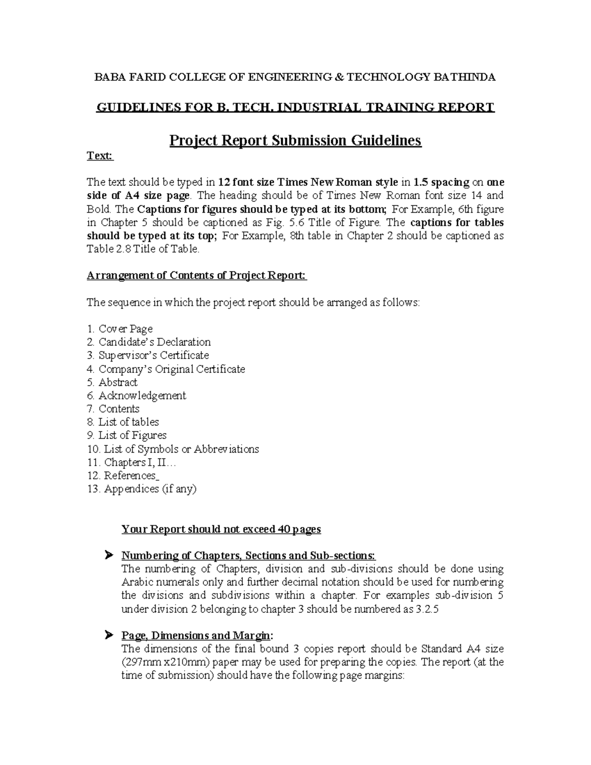 MRS PTU Industrial Training Report Format FOR CSE & IT 4th sem 2018 ...