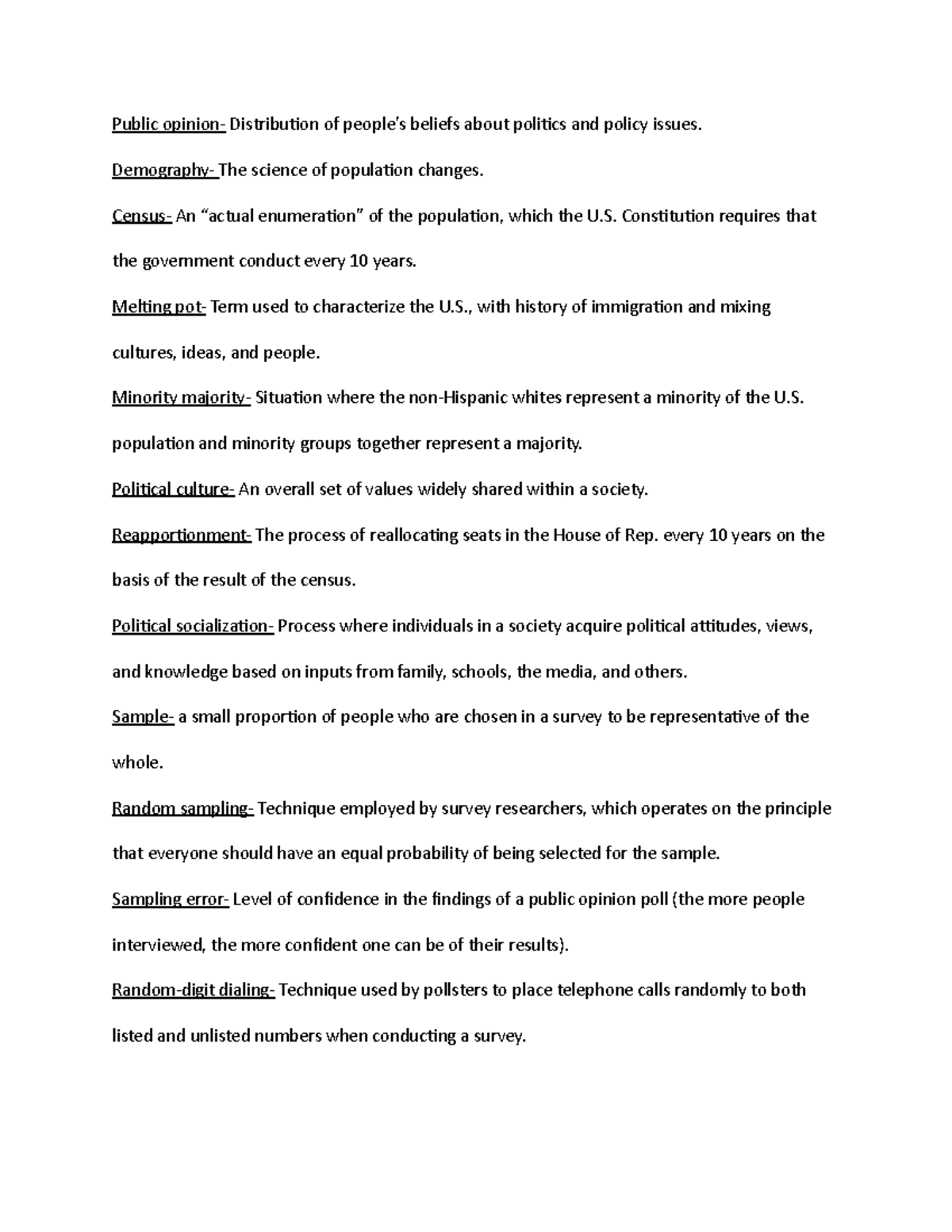 Unit 4.1 Vocabulary - Public opinion- Distribution of people’s beliefs ...