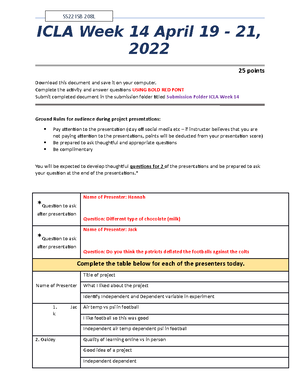 ICLA Lab #12 - Lab - ICLA Lab # 1 2 Dec 5 th - Dec 8 th 25 points ...