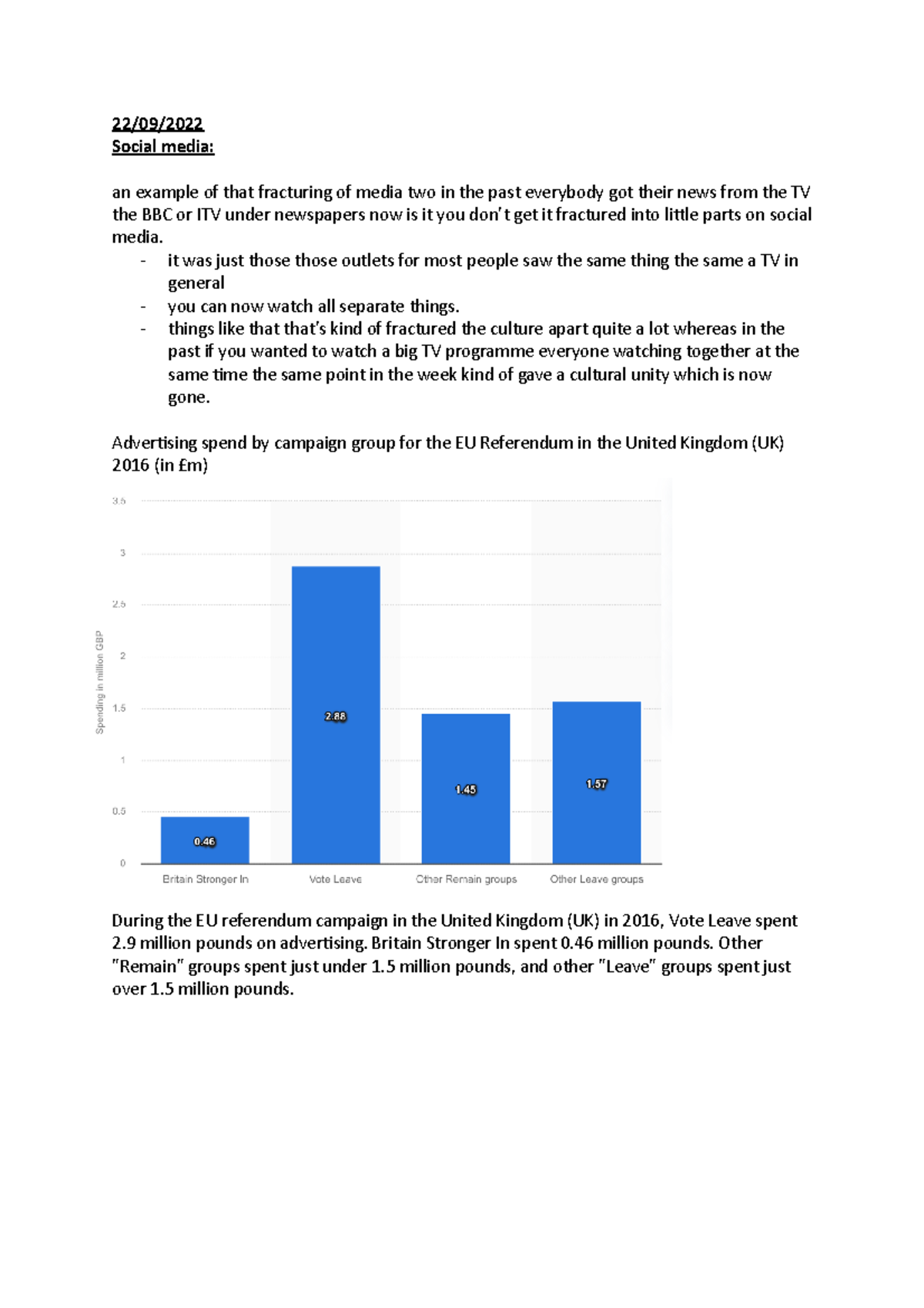 Social media - some work - 22/09/ Social media: an example of that ...