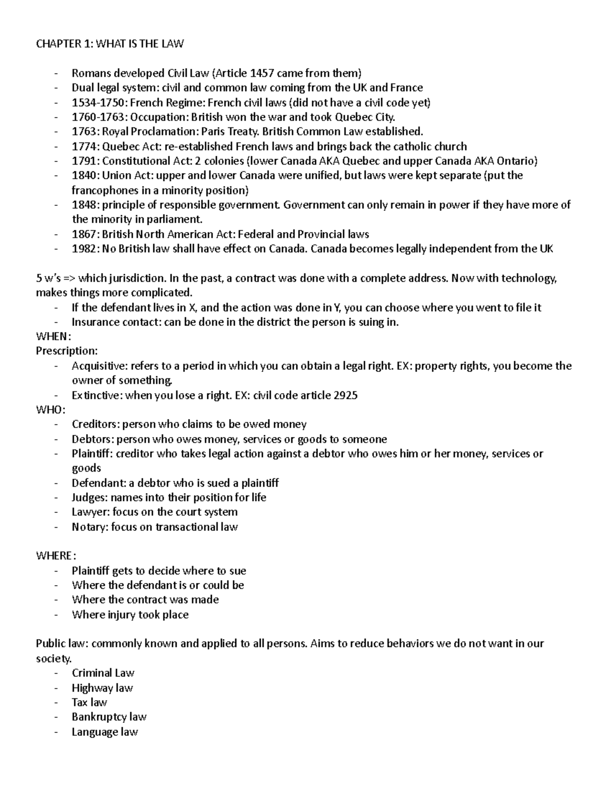 COMM 315 notes midterm 1 - CHAPTER 1: WHAT IS THE LAW Romans developed ...