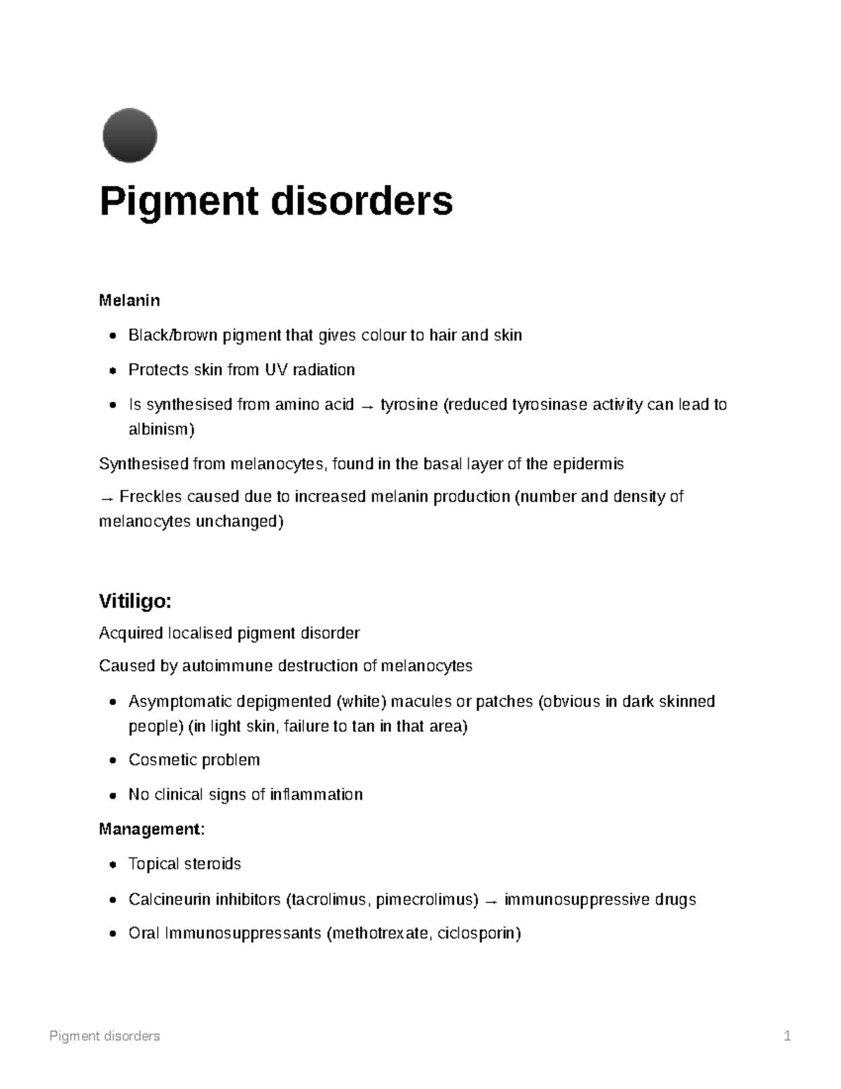 Pigment disorders - This covers everything you need to know for medical ...