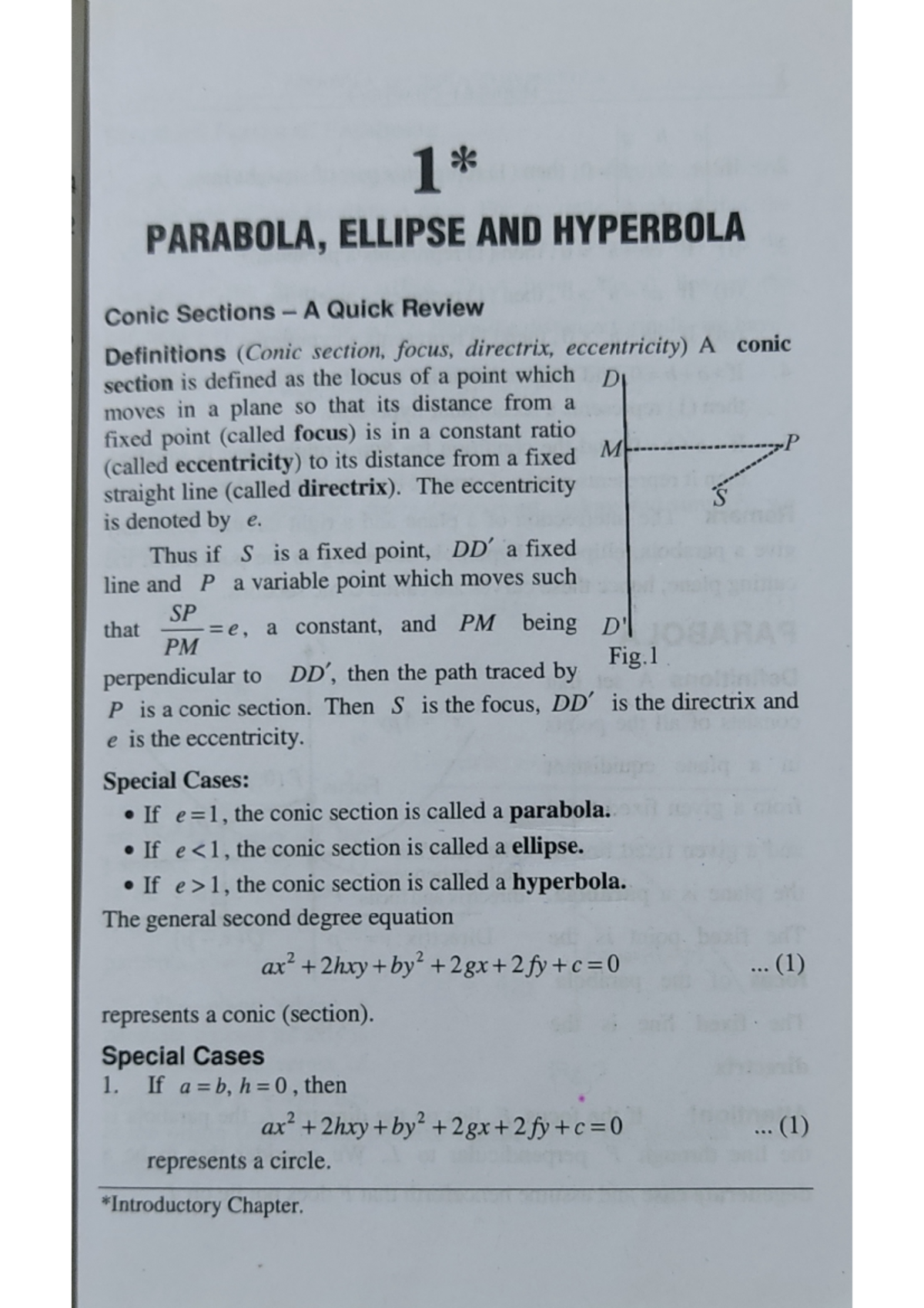 1 - Parabola, ellipse and hyperbola - Analysis geometry trigonometry ...