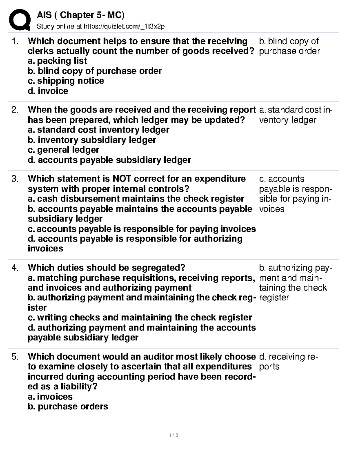AIS ( Chapter 5- MC) - AIS ( Chapter 5- MC) Study online at quizlet ...