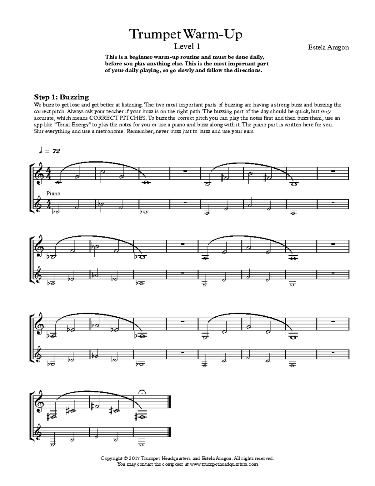 Trumpet Warm Up Level 1 THQ