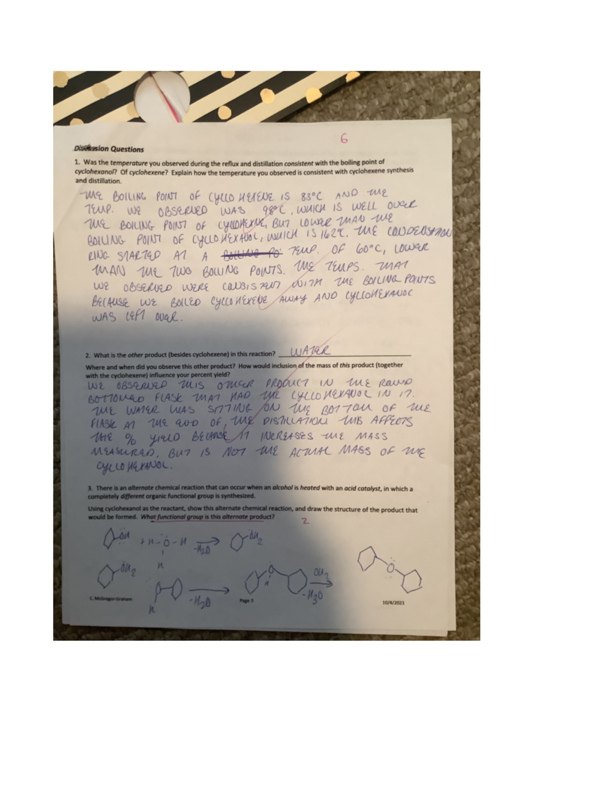 Note Nov 25, 2022 - Post lab discussion questions. - CHM 126 - Studocu