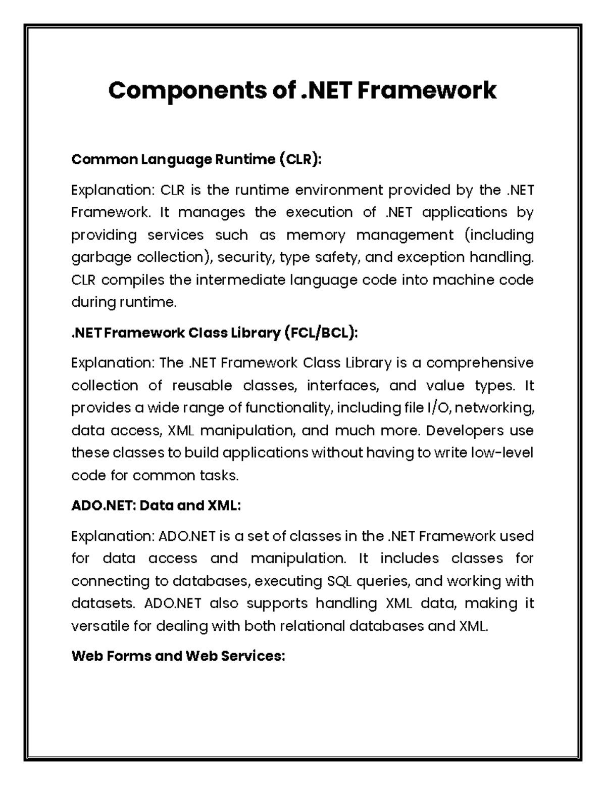 Components of .net framework - Components of .NET Framework Common ...