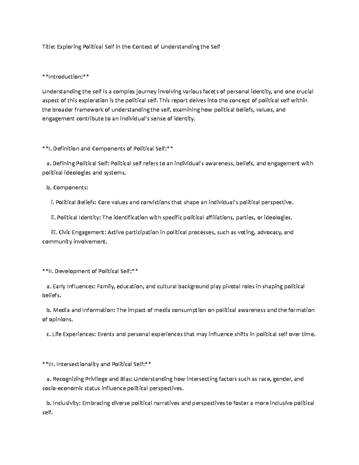 Political self - Thats all i have - Title: Exploring Political Self in ...