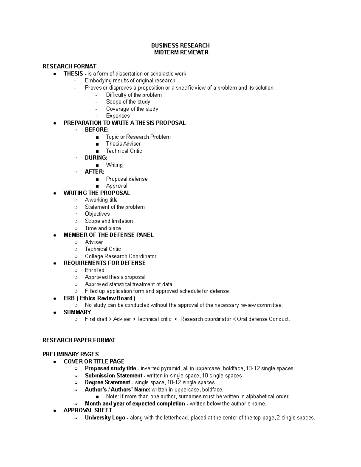 Midterm Reviewer Business Research - BUSINESS RESEARCH MIDTERM REVIEWER ...