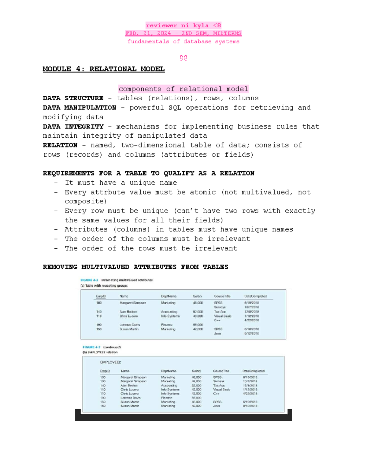 M4-M5 Finals Database - FEB. 21, 2024 - 2ND SEM, MIDTERMS fundamentals ...