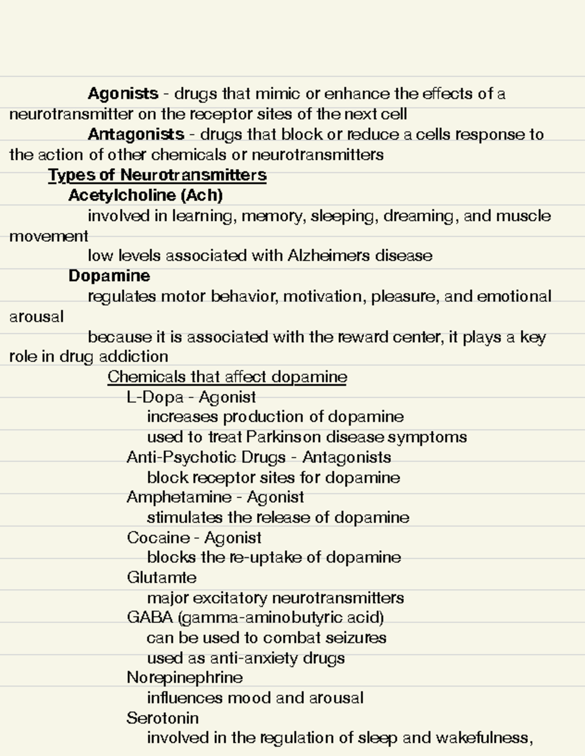 Introduction to Psychology Chapter 3 - Agonists - drugs that mimic or ...