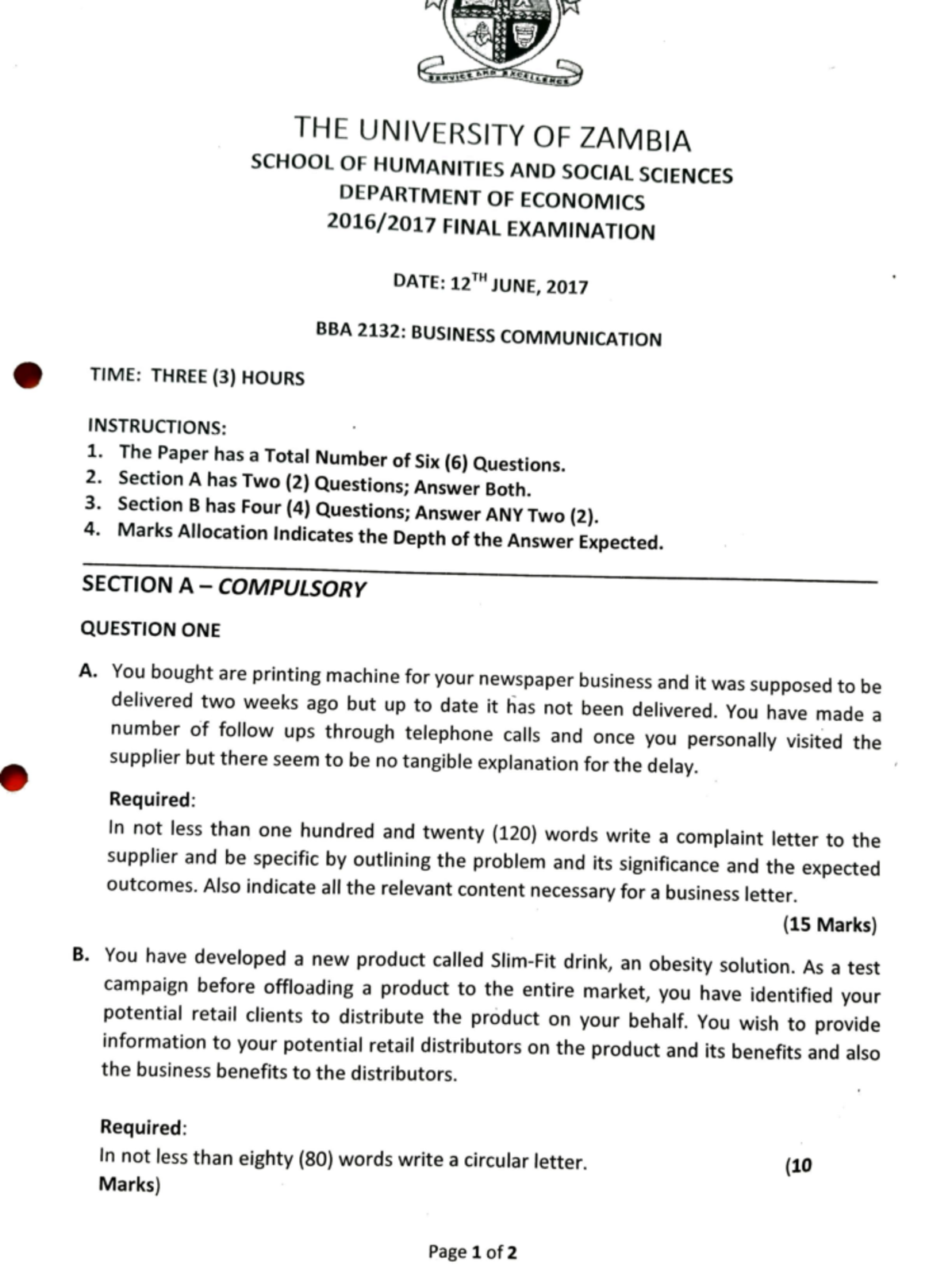 Business Communication past papers - Communication skills - Studocu