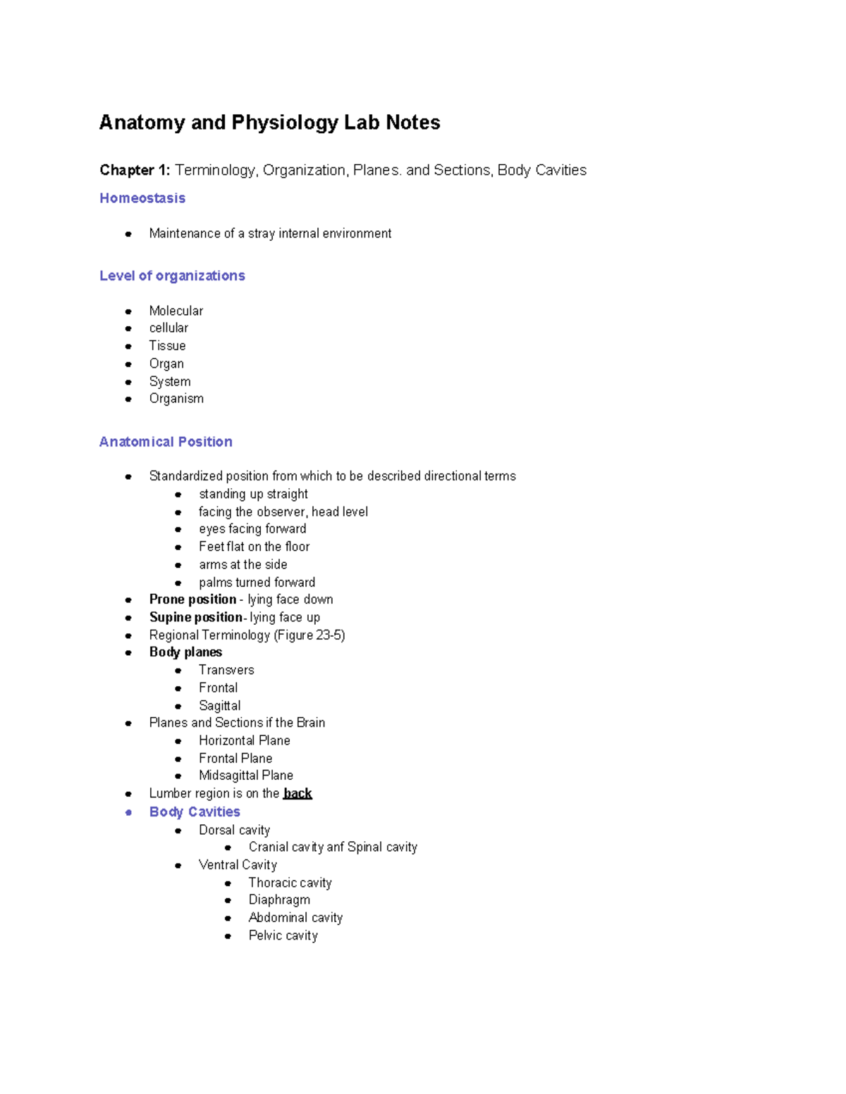 Anatomy and Physiology Lab Notes - Anatomy and Physiology Lab Notes ...