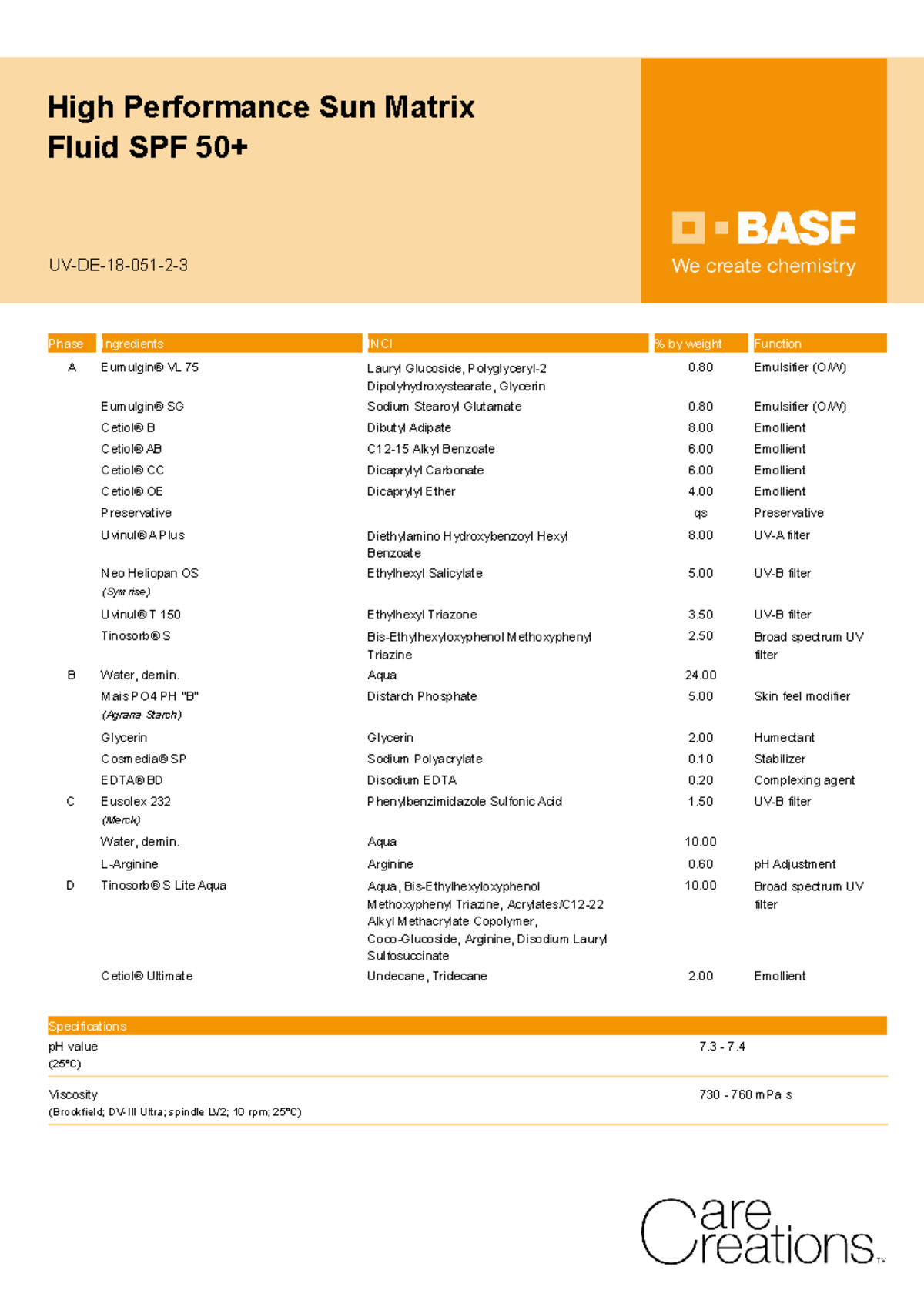 DE UV 18 051 2 3 - High Performance Sun Matrix Fluid SPF 50+ UV-DE-18 ...