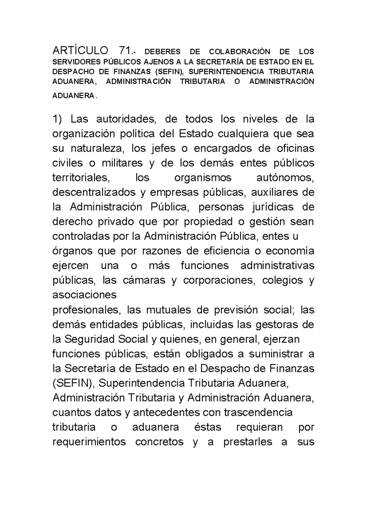 Articulo 71 . Yanira Manzanarez - ARTÍCULO 71 .- DEBERES DE ...