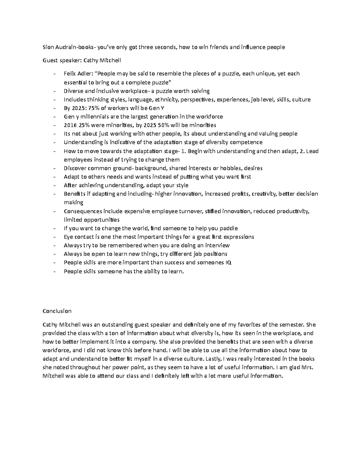 Cathy Mitchell - guest speaker - Sion Audrain-books- you’ve only got ...