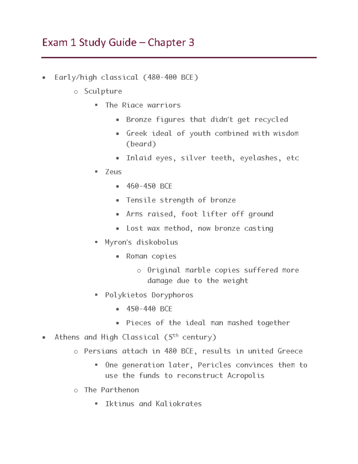 Exam 1 Study Guide: Chapter 3 - Warning: TT: undefined function: 32 Exam 1 Study Guide – Chapter ...