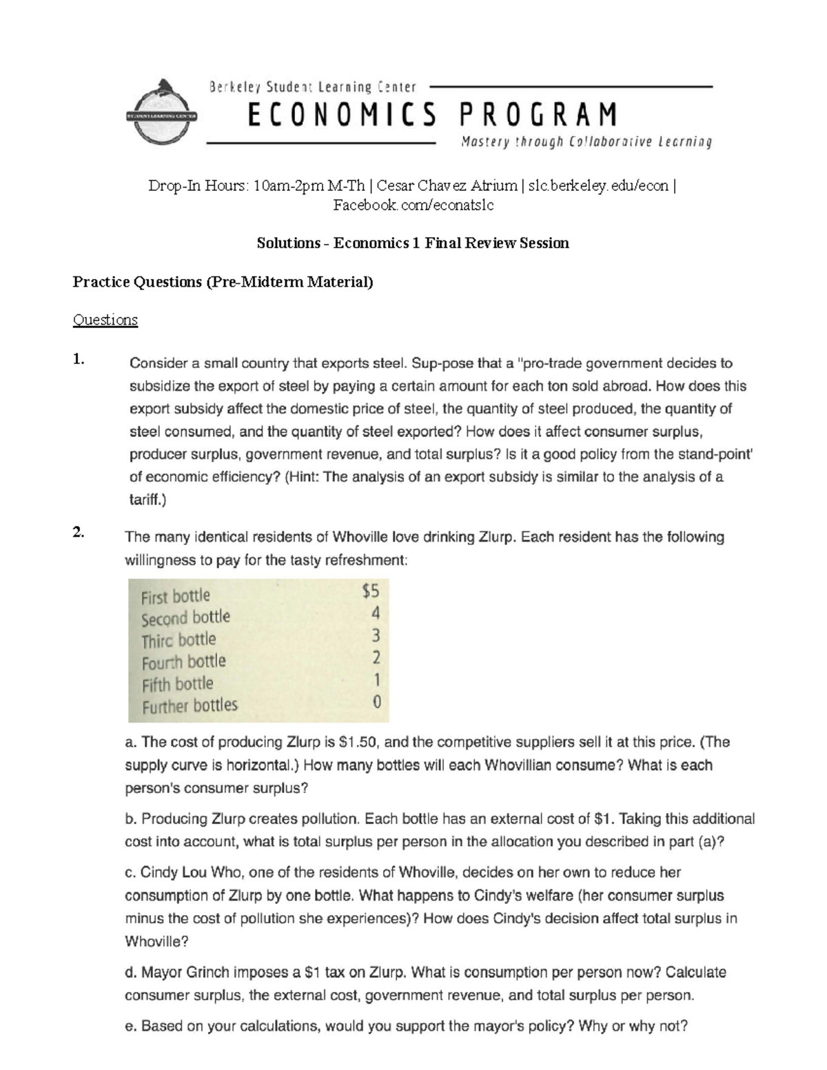Econ 1 Practice Final Exam Solutions - Drop-In Hours: 10am-2pm M-Th ...