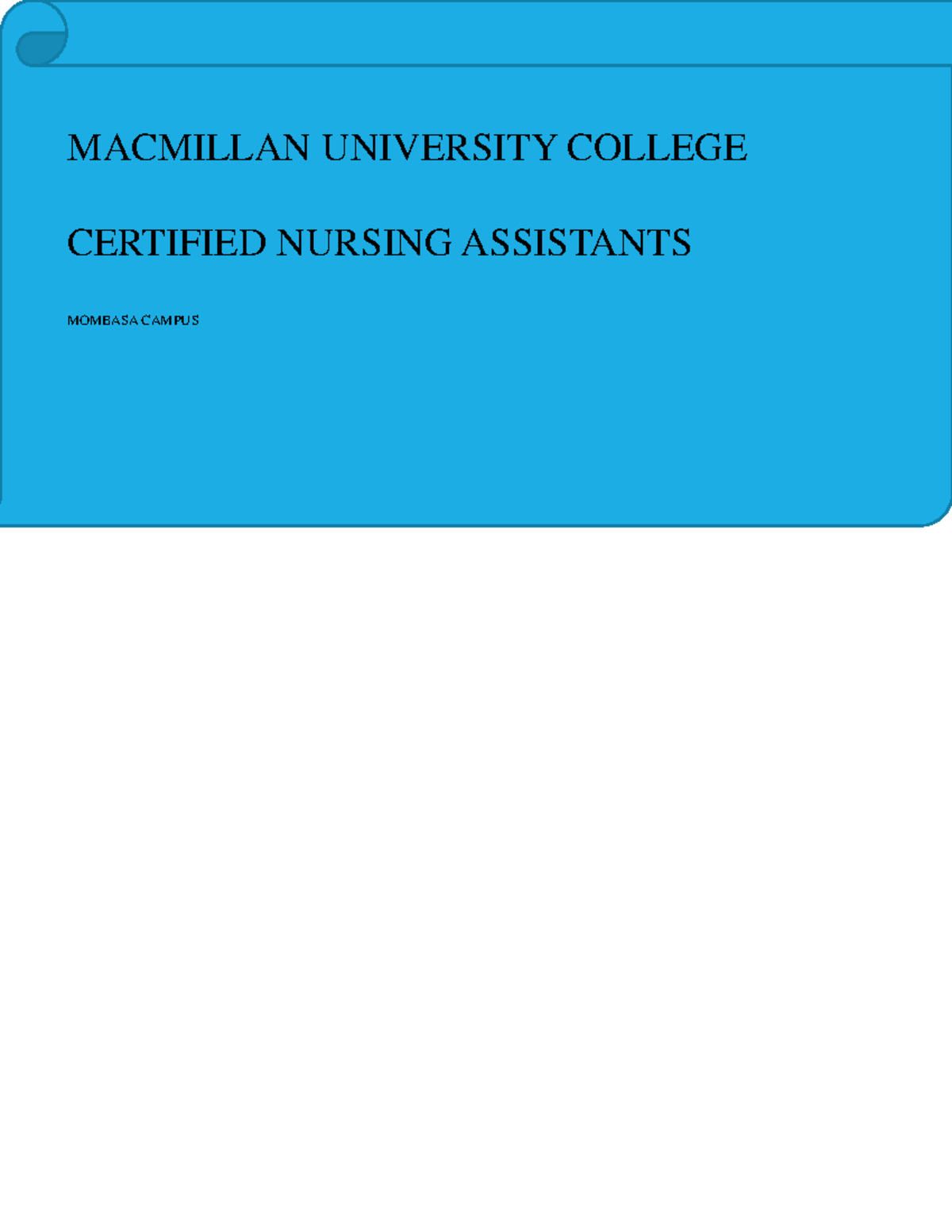 Undestanding People IN YOUR CARE - MACMILLAN UNIVERSITY COLLEGE ...