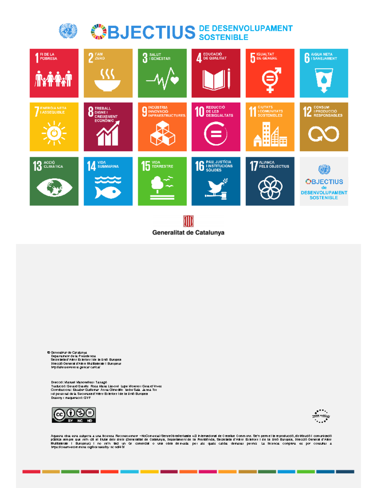 Objectius de desenvolupament sostenible - © Generalitat de Catalunya Departament de la ...