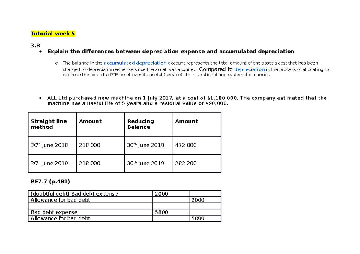 Tutorial Week 5accounting tutorial questions - Tutorial week 5 3 ...
