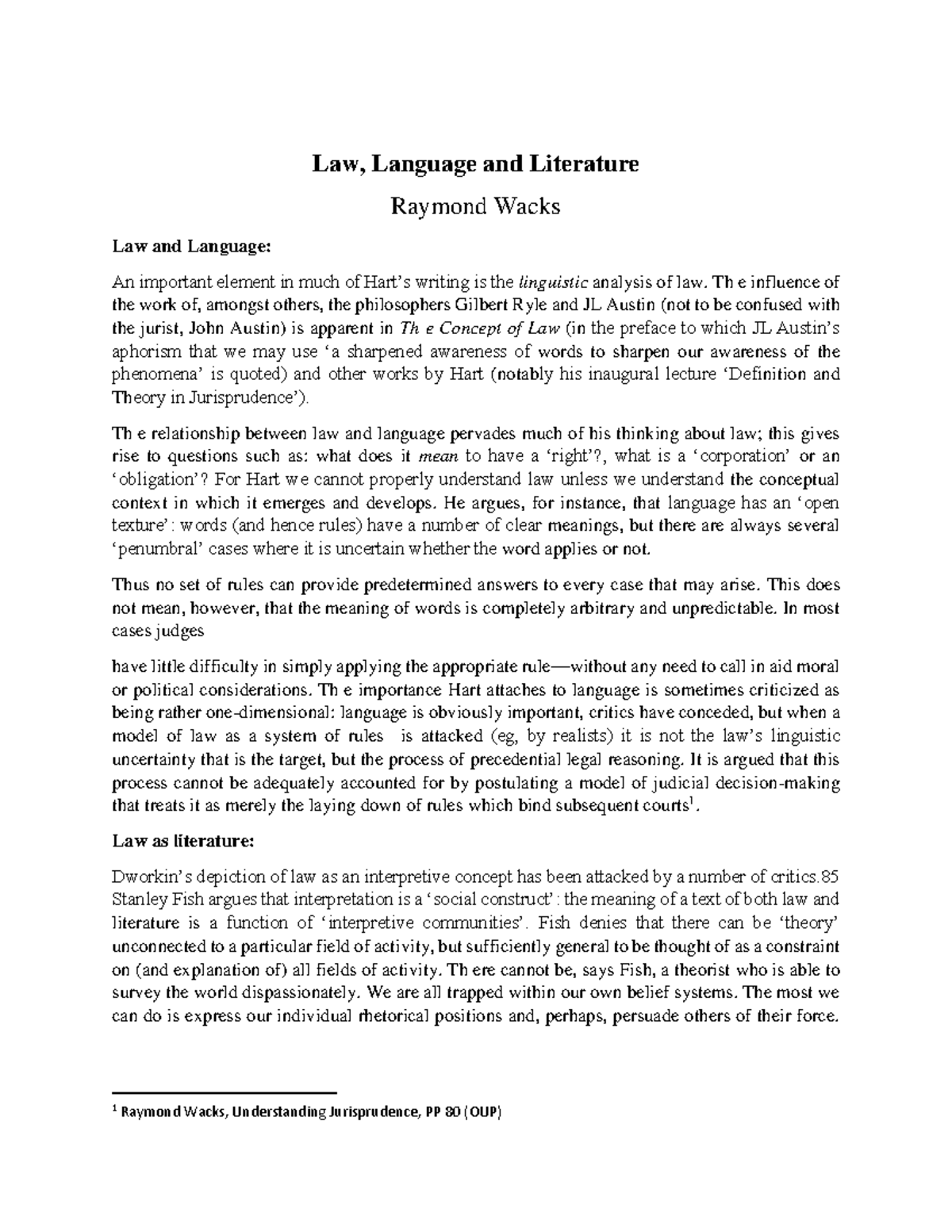Law, language and literature - Law, Language and Literature Raymond ...