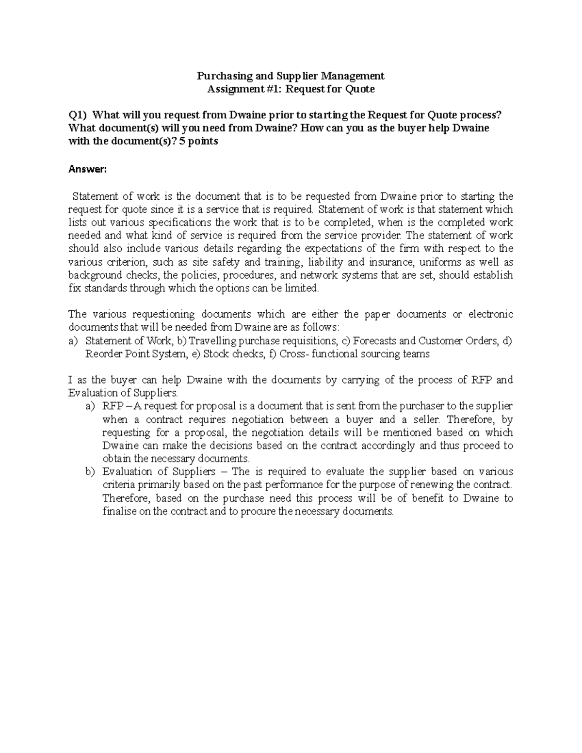 1 - Purchasing and Supplier Management - Purchasing and Supplier Management Assignment #1 ...