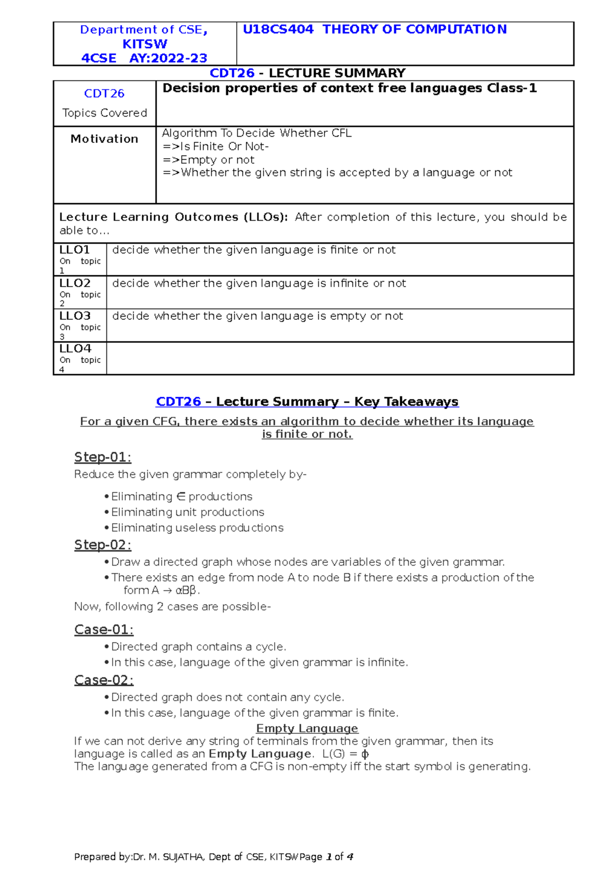 Toc Cdt26 Summary 4cse Bdrms 2021 22 Kitsw 4cse Ay2022 Cdt26 Lecture Summary Cdt Topics