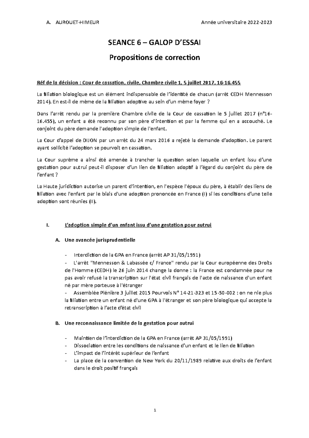 Seance 6 - proposition de correction colle - SEANCE 6 – GALOP D’ESSAI ...