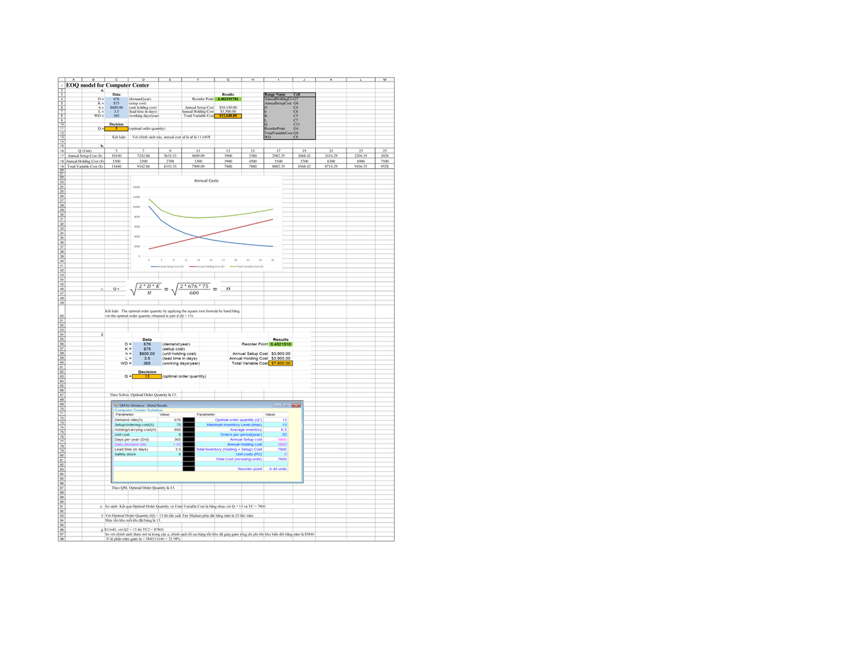 ACT Basic-EOQ - Bài tập ACT - Basix - EOQ - A B C D E F G H I J K L M EOQ model for Computer ...
