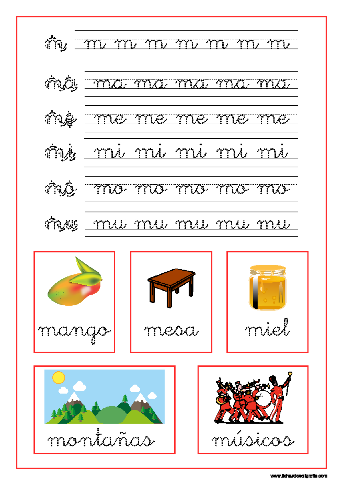 Ejercicio caligrafia imprimir silabas letra m y vocales - evaluacion ...