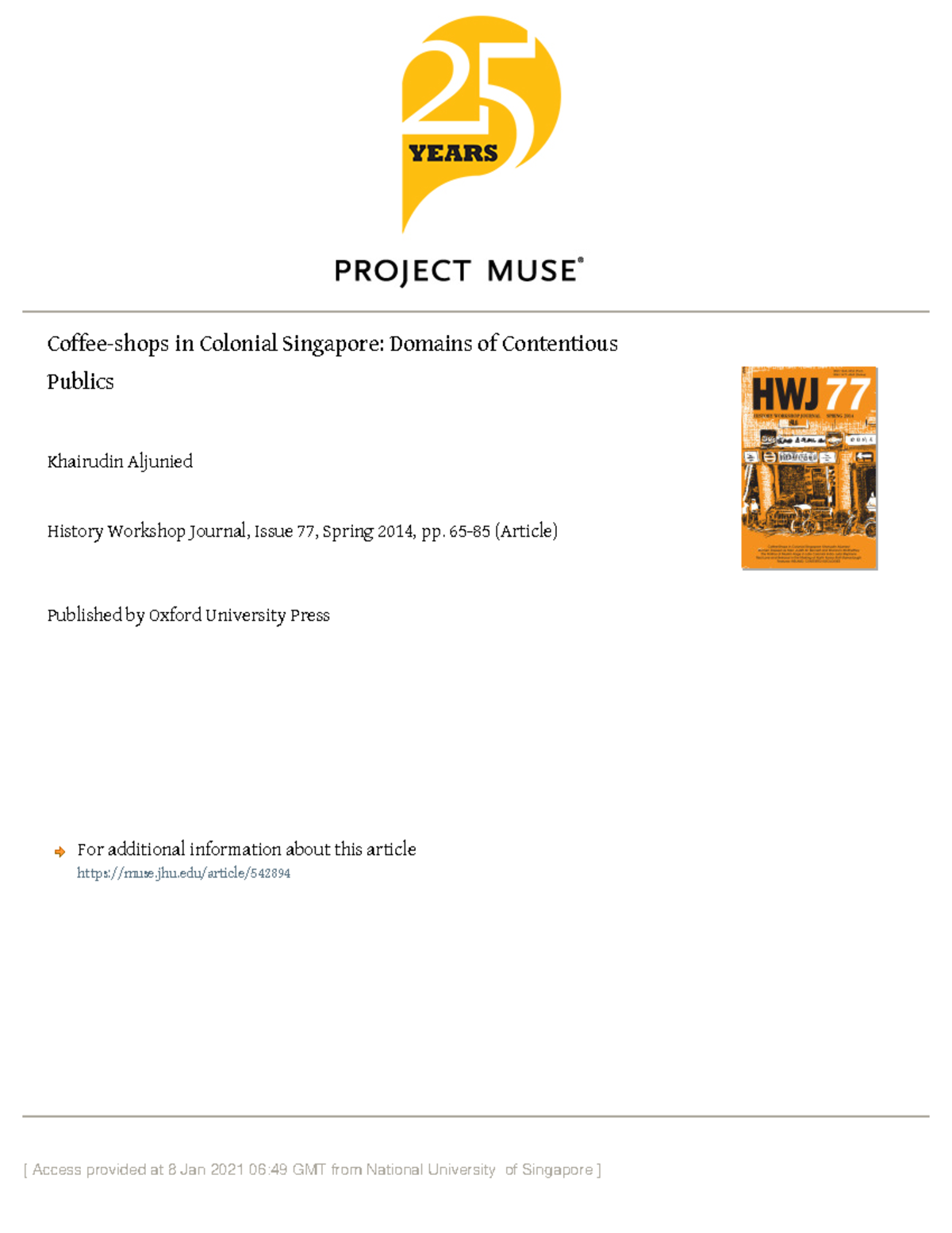 Aljunied, 'Coffee-shops in Colonial Singapore' GES1012 - Coffee-shops ...