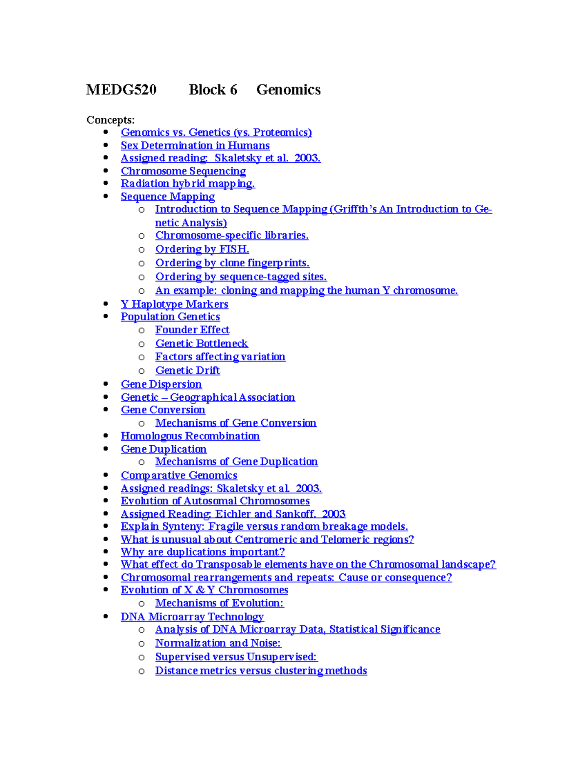 Genomics - Lecture notes 5 - MEDG520 Block 6 Genomics Concepts ...