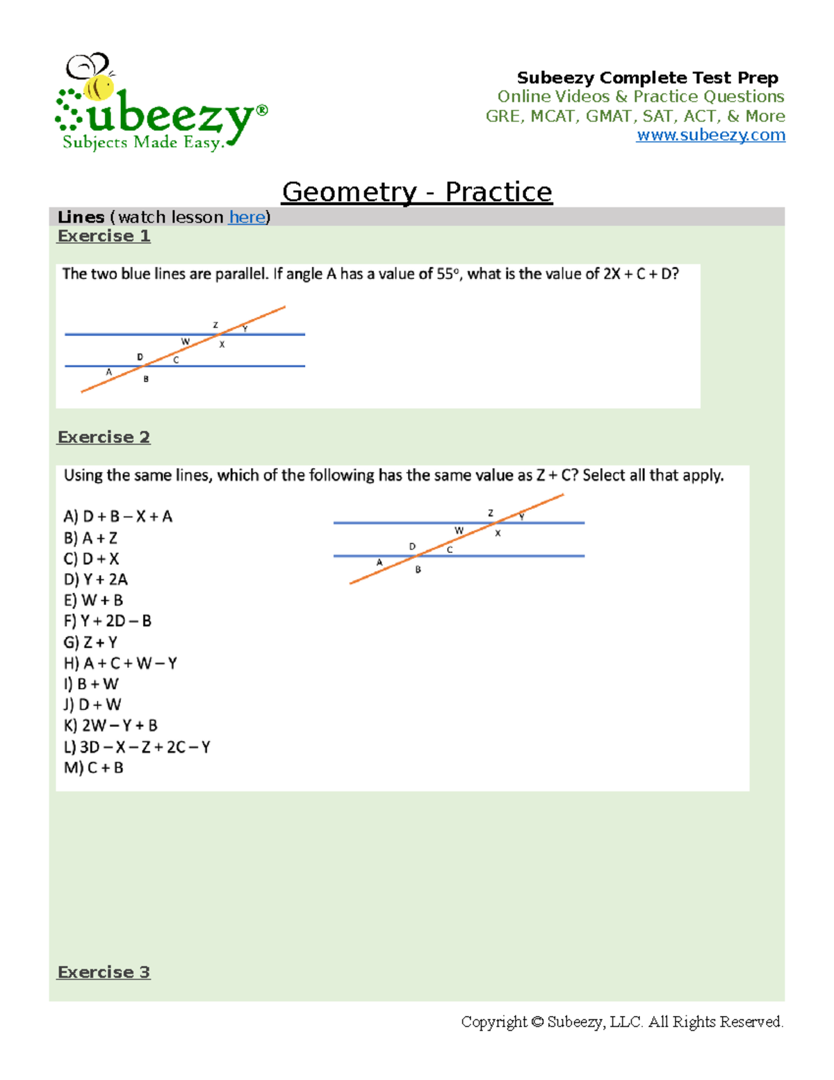 Geometry Practice - Subeezy Complete Test Prep Online Videos & Practice ...