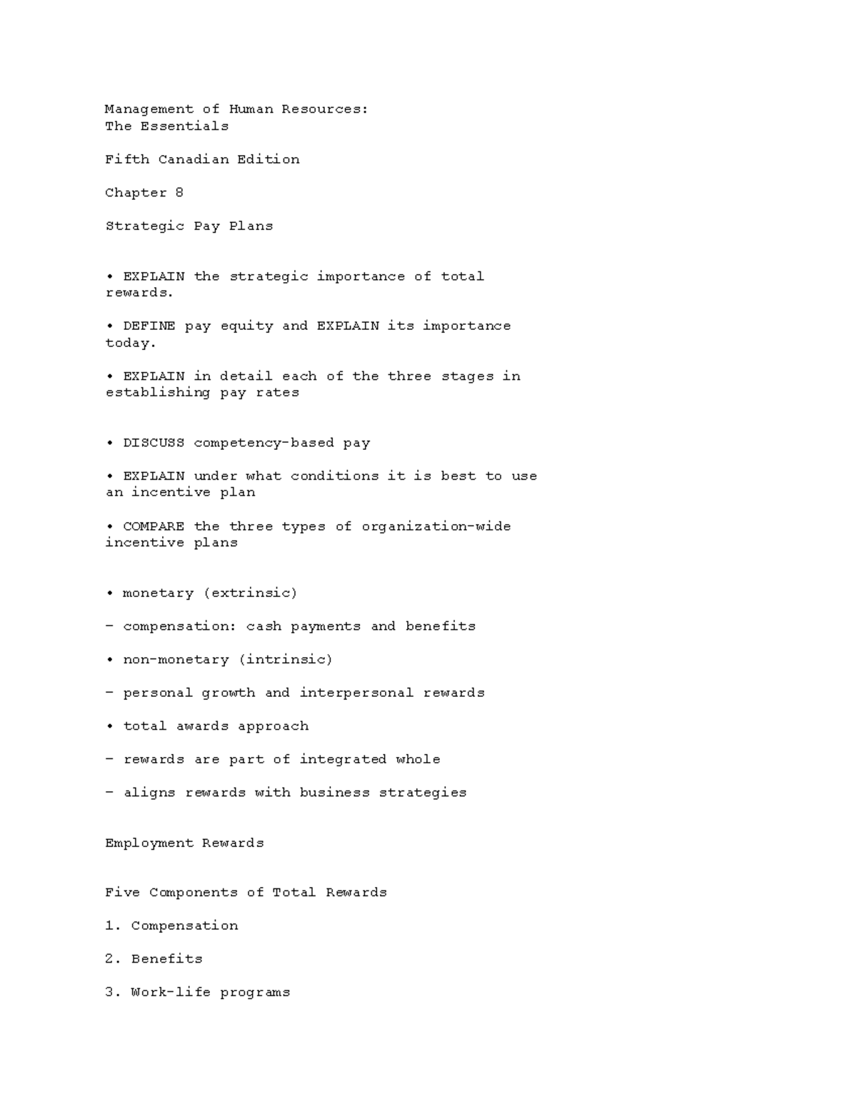 Busi 1250 8 - class 8 lecture notes with chapter 8 - Management of ...
