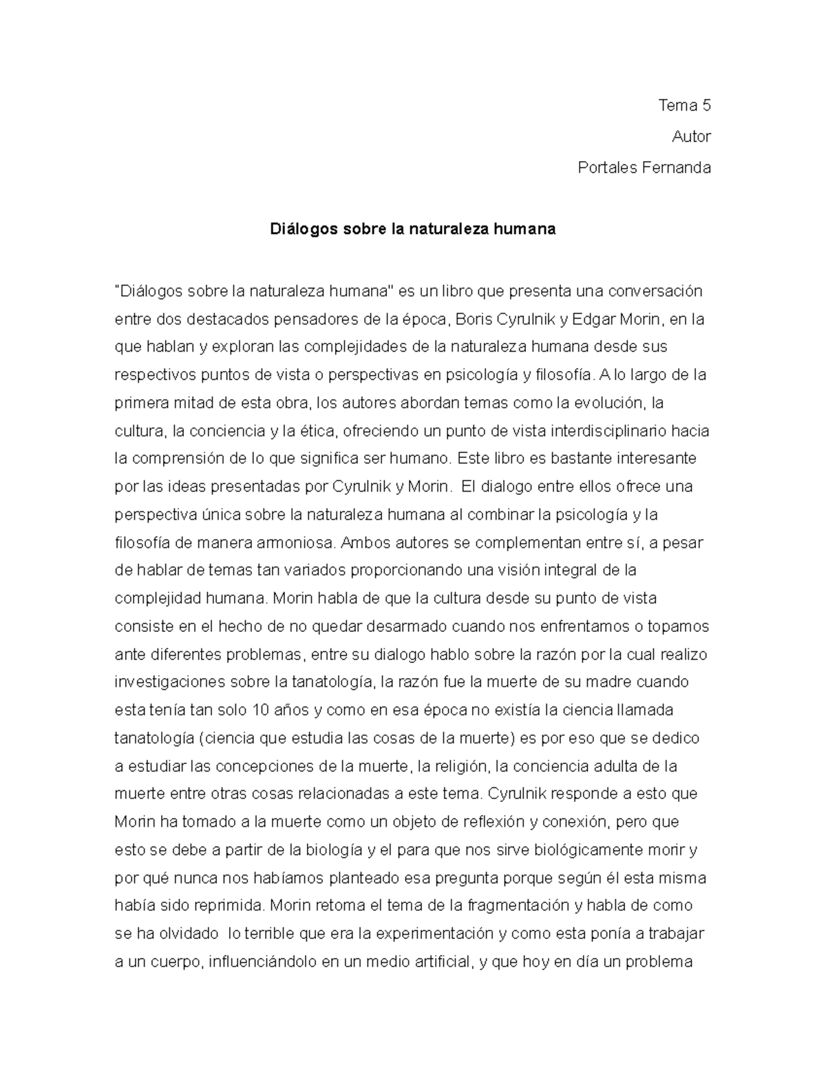 Tema 5 - uicewvrubr - Tema 5 Autor Portales Fernanda Diálogos sobre la ...