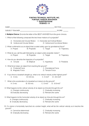 Grade 10 Filipino 3RD Quarter EXAM - PUNTIAN TECHNICAL INSTITUTE, INC ...